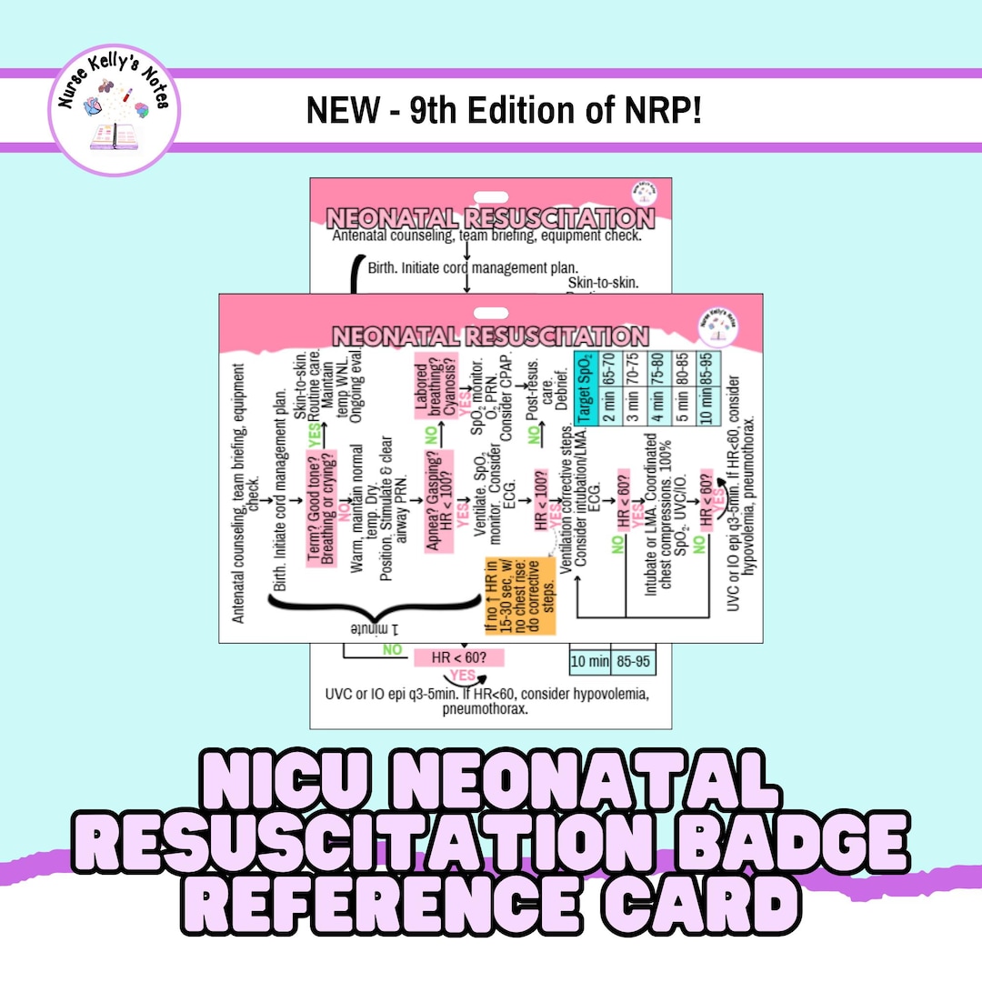 9th Edition NRP Badge Reference Card: NICU Neonatal Resuscitation - Etsy