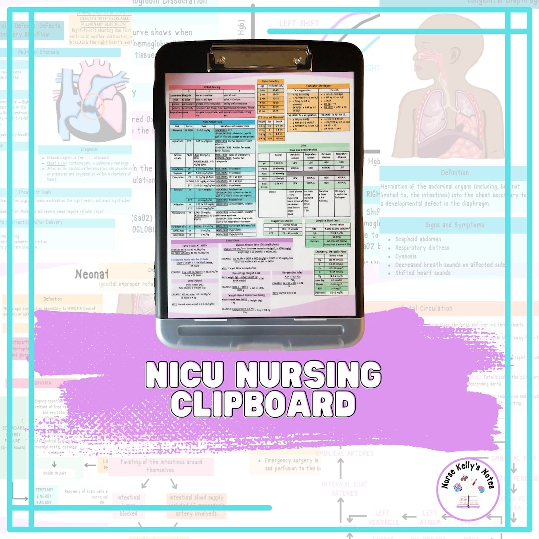 Neonatal ICU Storage Clipboard Resources for NICU Nurses and Nursing ...