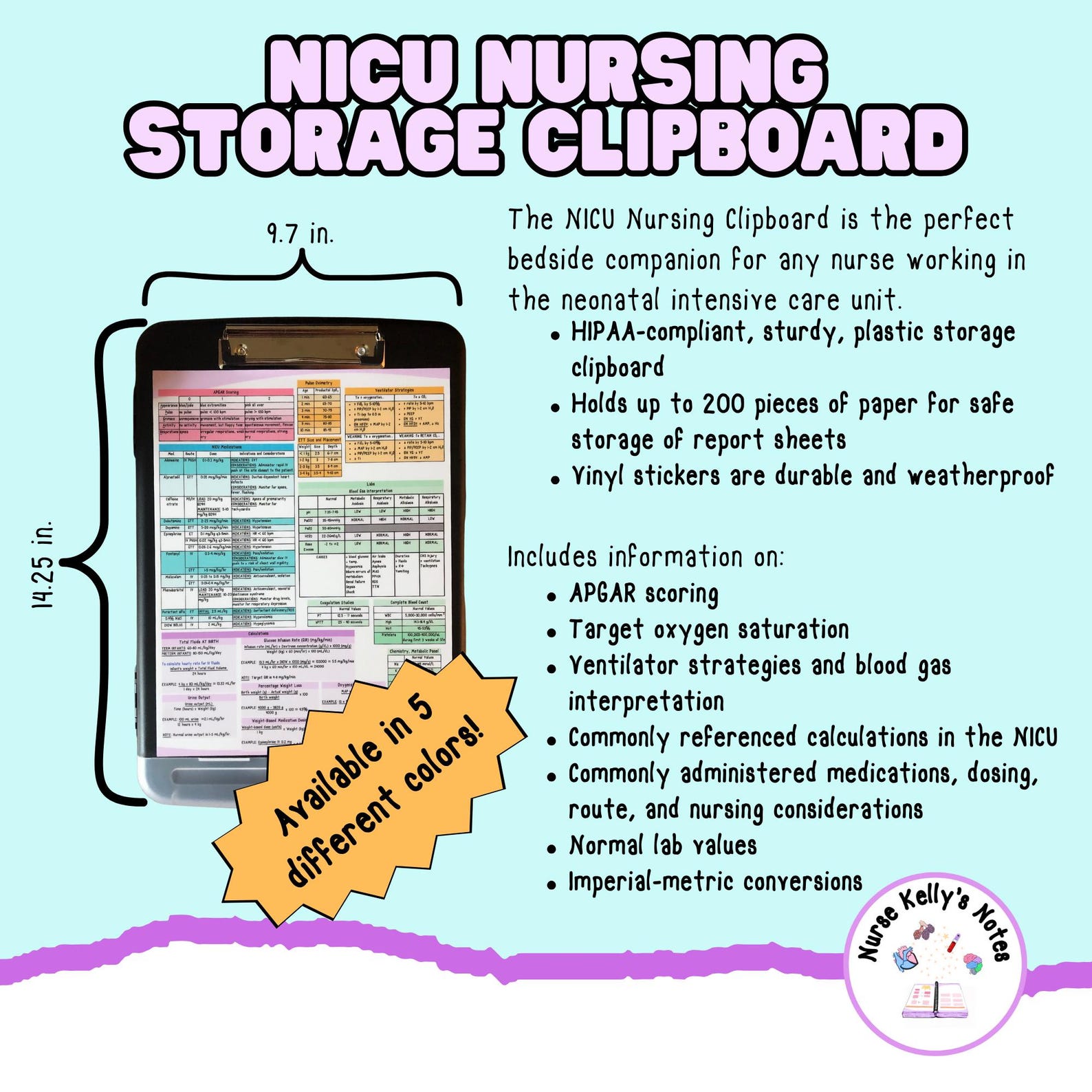 Neonatal ICU Storage Clipboard | Resources for NICU Nurses and Nursing ...