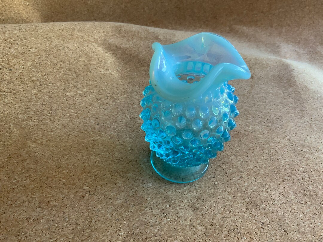 Light Blue Hob Nail Vase With Flair Edge - Etsy