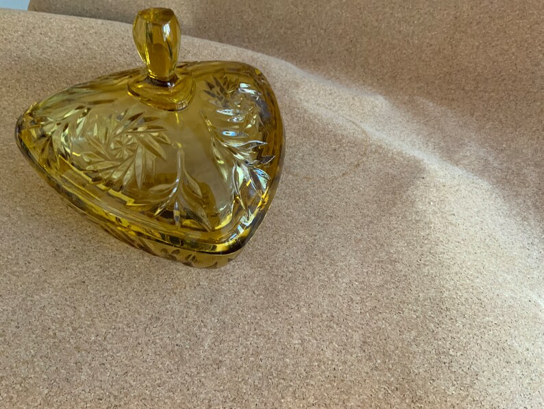Vintage Amber Triangle Candy Dish With Lid. - Etsy