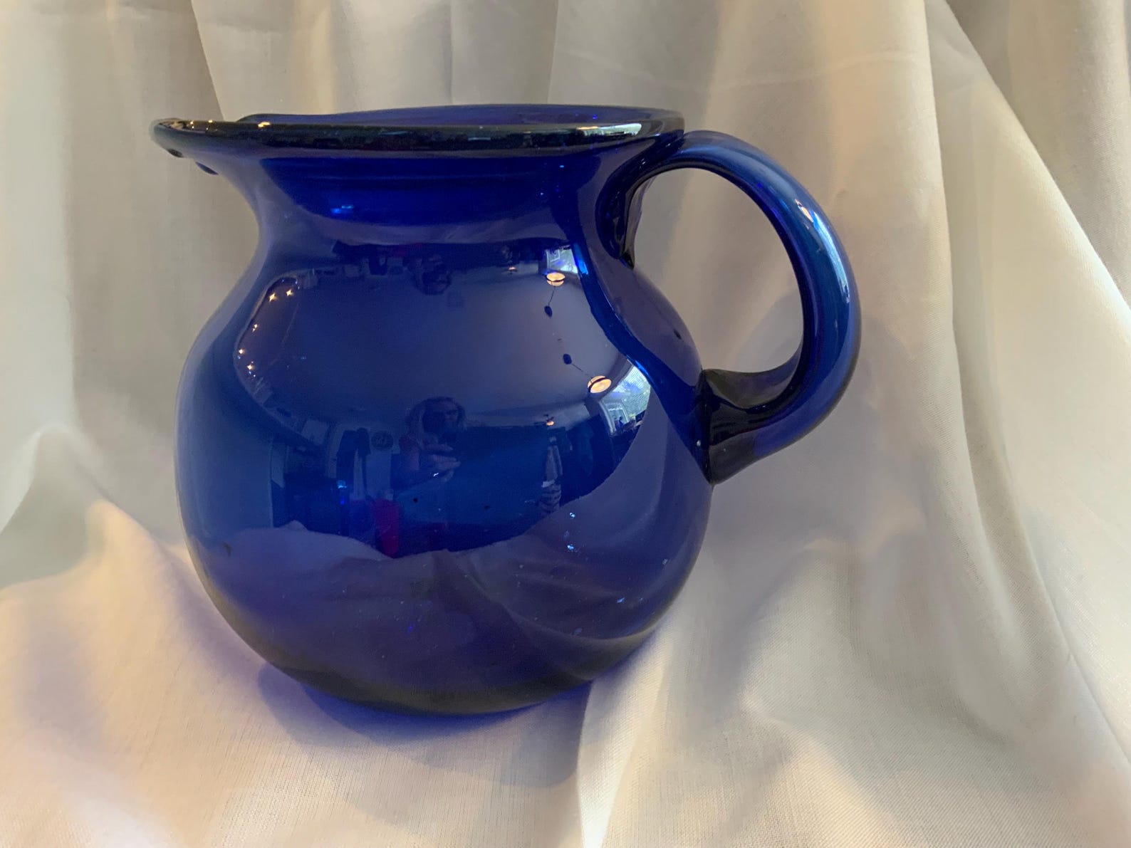 Cobalt Blue Large Hand Blown Pitcher. - Etsy