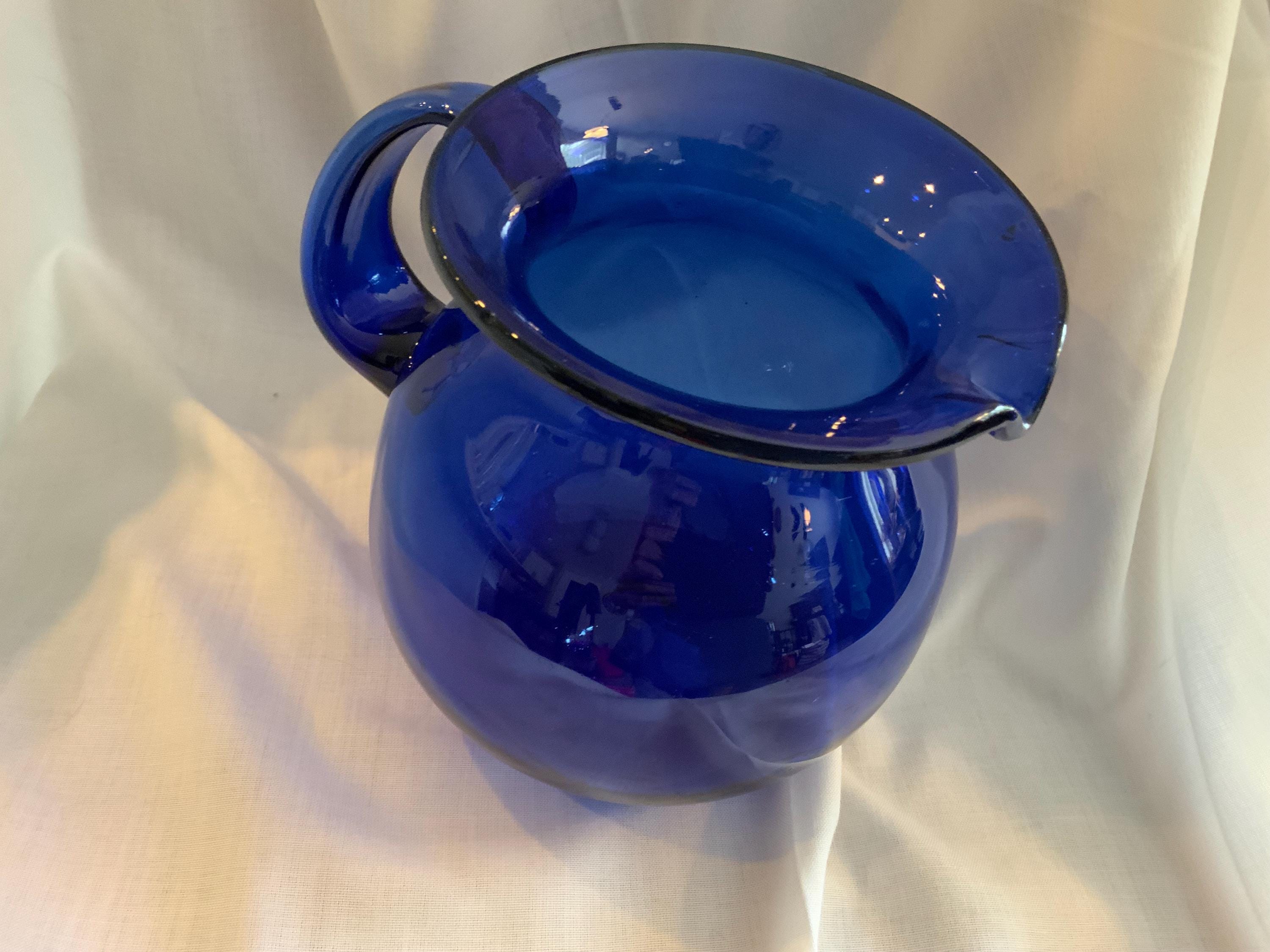 Cobalt Blue Large Hand Blown Pitcher. - Etsy