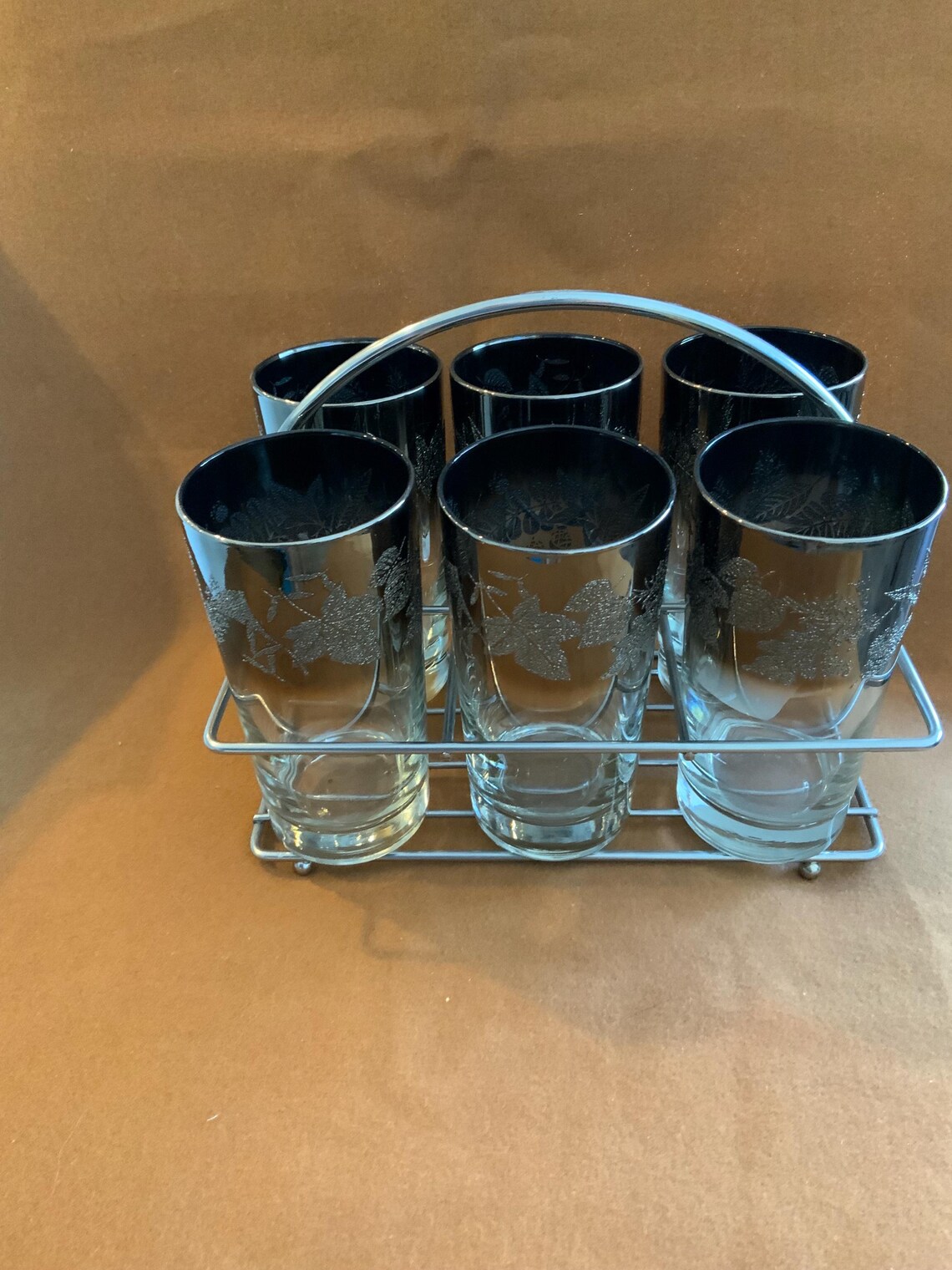 MCM Set of 6 Silver Fade Vitreon Queen’s Lustreware Highball Glasses ...