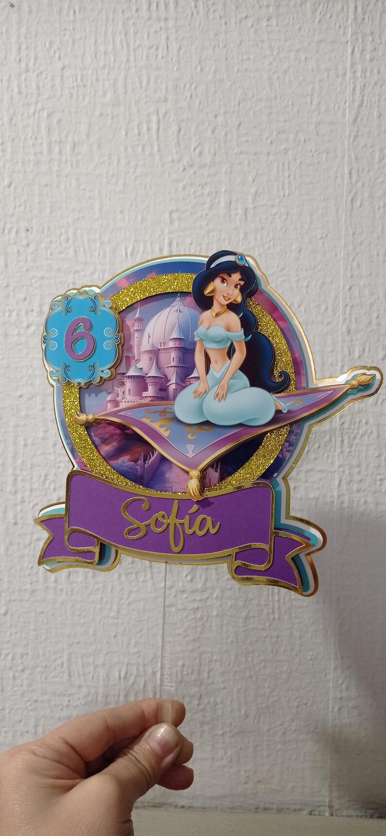 Editable Princess Jasmine Personalized Cake Topper - Etsy Hong Kong