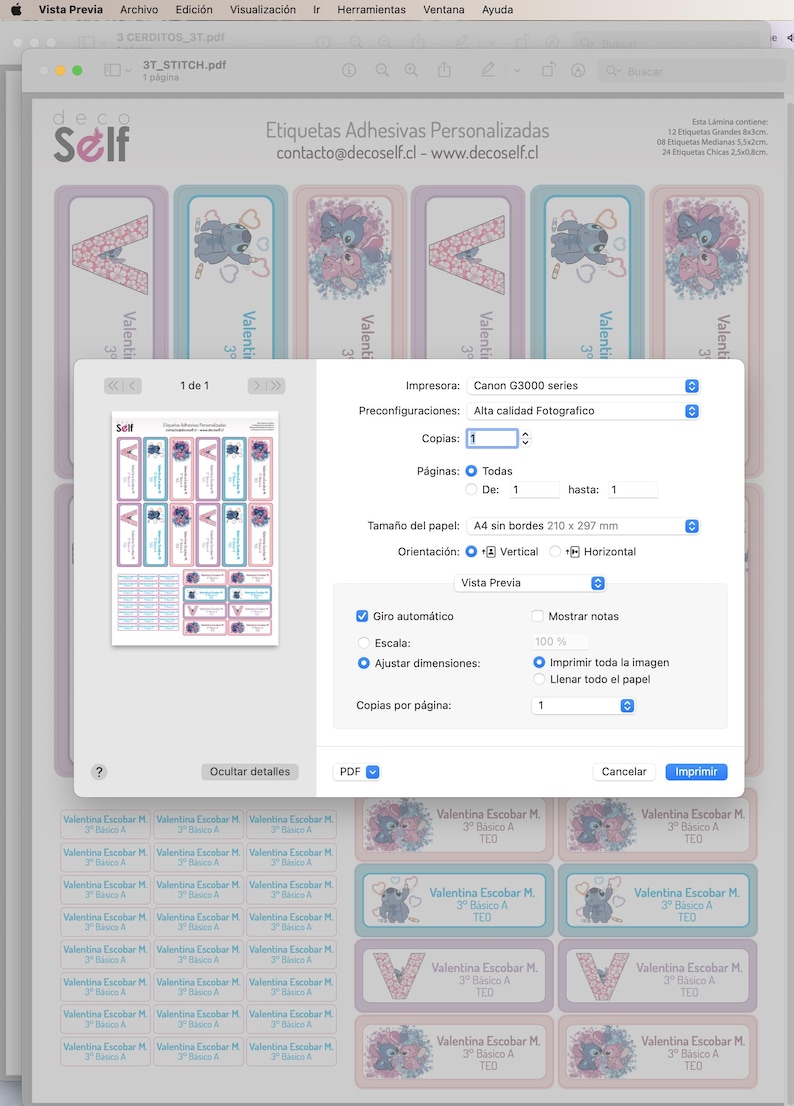 Stitch and Angel Custom Labels - Etsy