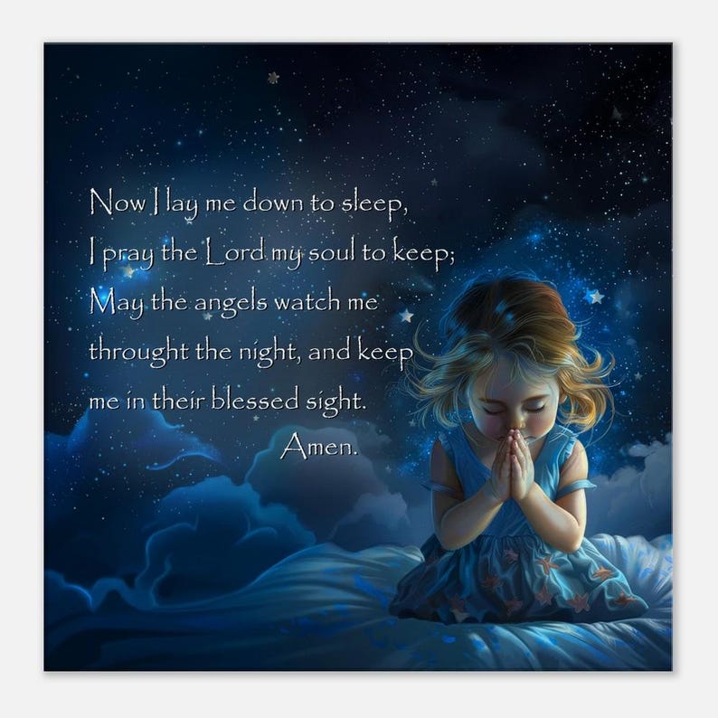 Bedtime Prayer, Prayer Before Bed Wall Art, Child's Nighttime Prayer ...