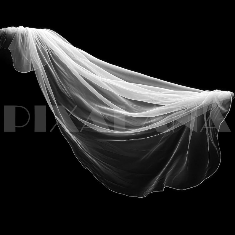 Floating White Veil Scarf on a Black Background for Creative Use ...