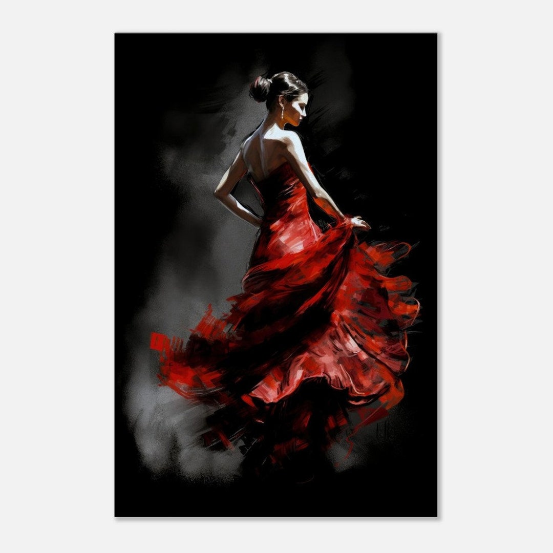 Flamenco Dancer Canvas Print, Spanish Dress, Expressive Dance Art - Etsy