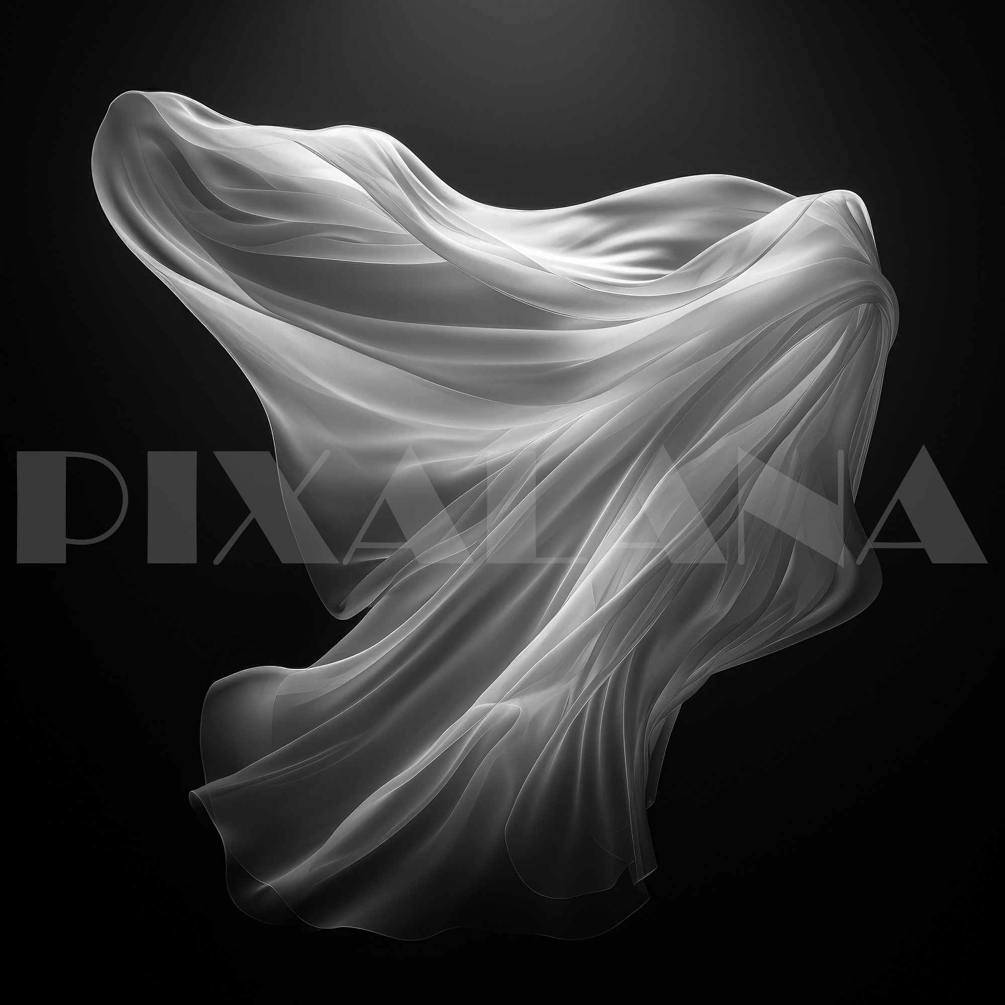 Floating White Veil Scarf on a Black Background for Creative - Etsy
