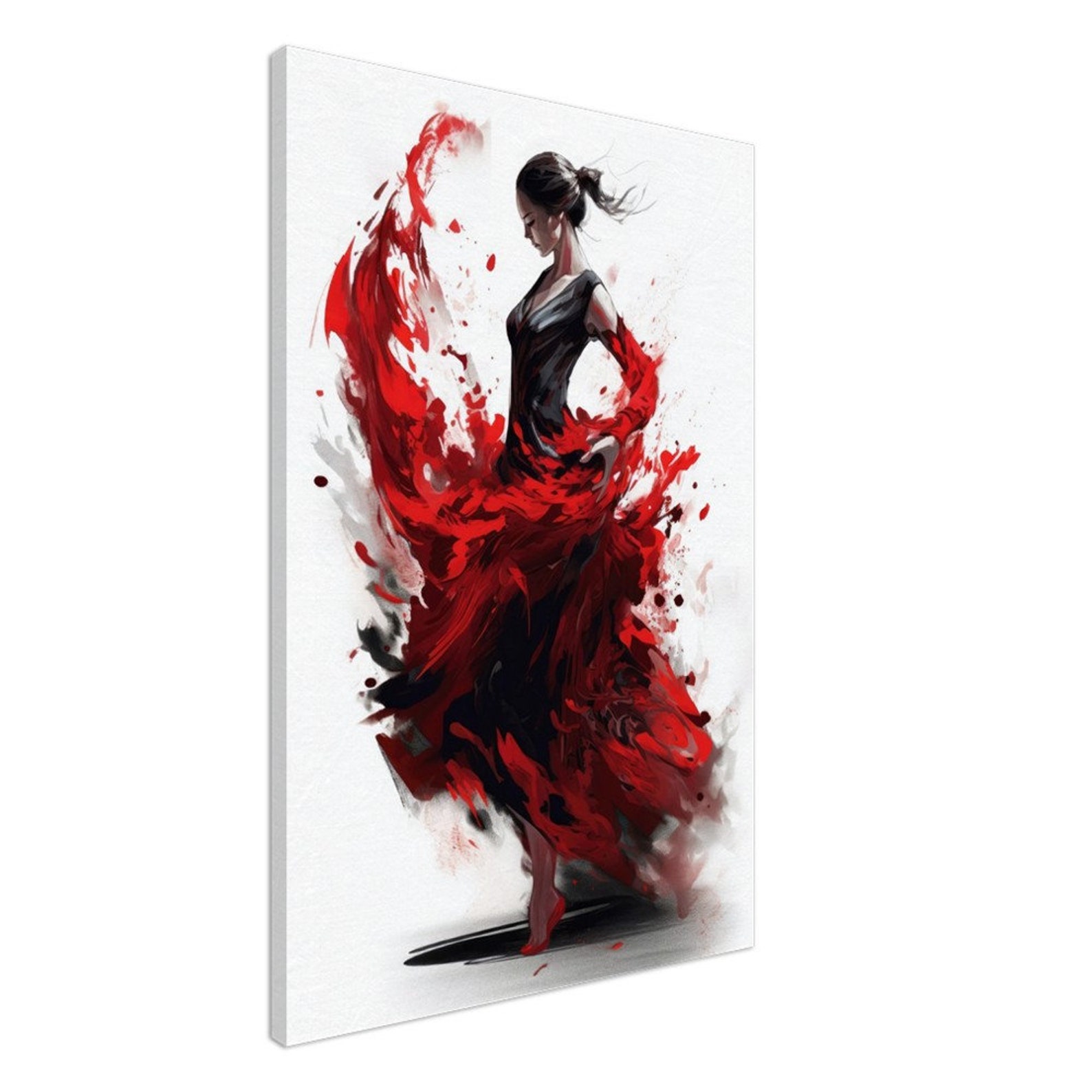 Energetic Flamenco Dancer on Canvas Print, Elegant Dancer, Abstract Red ...