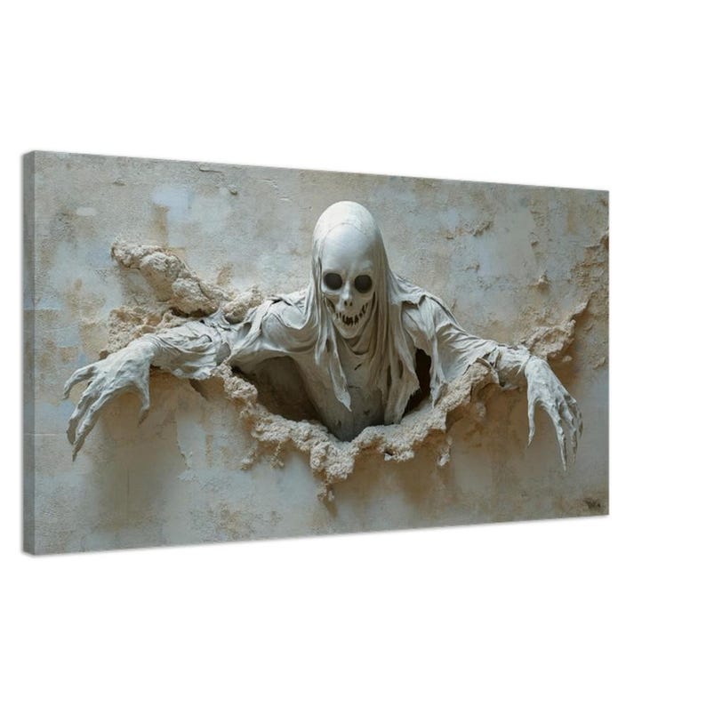 Spooky Ghost Sculpture Canvas Print, Haunted Wall Decor for Halloween ...