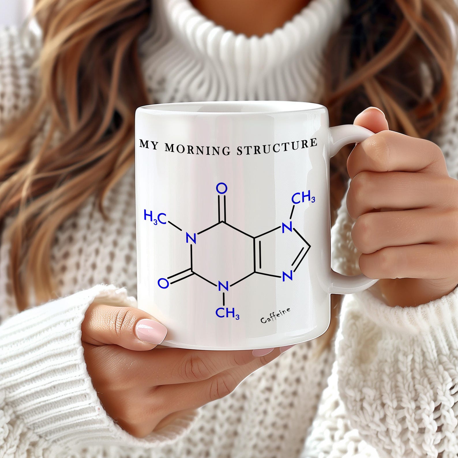 Morning Structure, Caffeine Molecule Chemical Formula Mug, Chemistry ...
