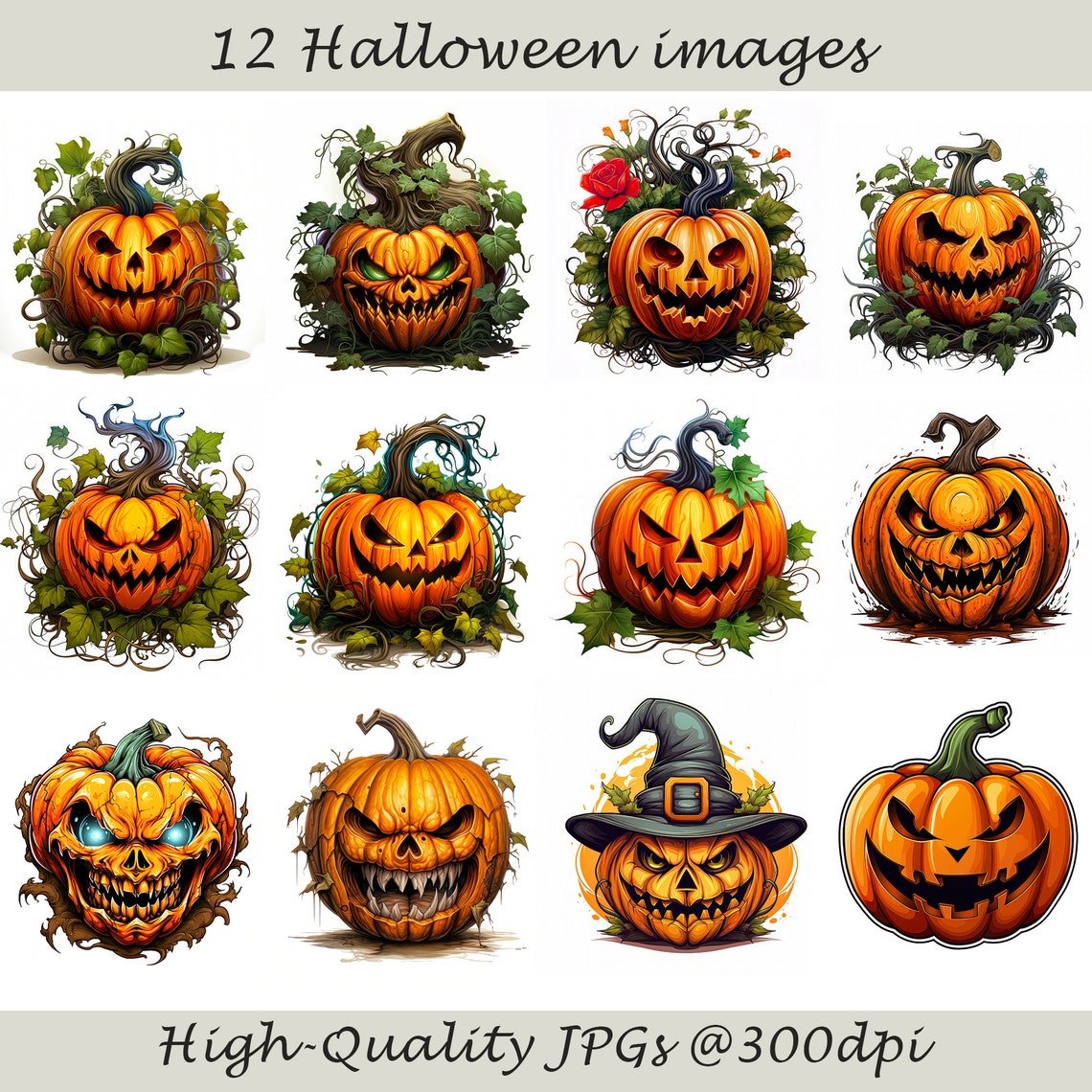 Evil Halloween Pumpkin Clipart, JPG Images (digital Download) - Etsy
