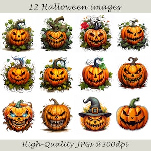 Evil Halloween Pumpkin Clipart, JPG Images (digital Download) - Etsy