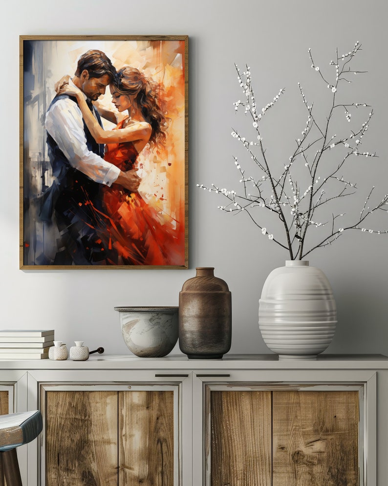 Romantic Couple Dance, People in Love, Passionate Painting, Intimate ...