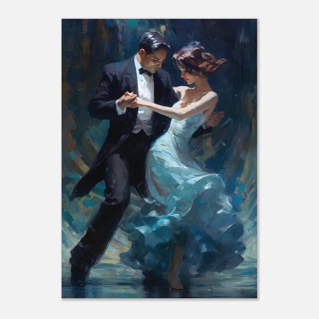 POSTER - Romantic Ballroom Dancing Couple, Elegant Dance, Vibrant ...