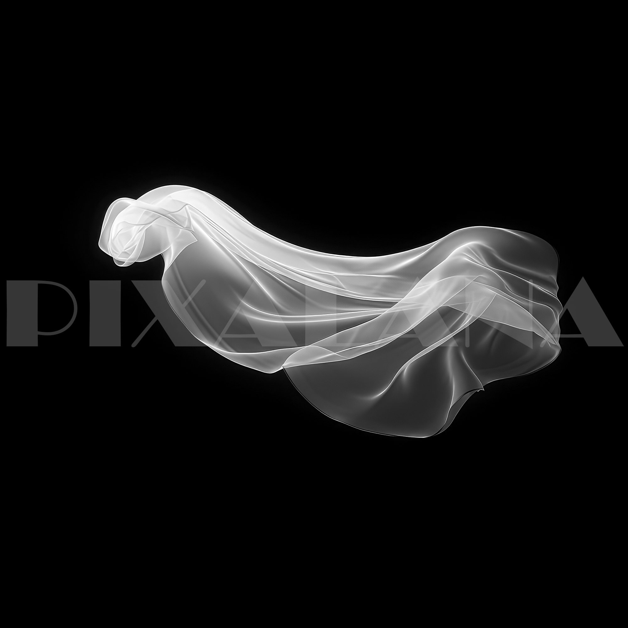 Floating White Veil Scarf on a Black Background for Creative Use ...