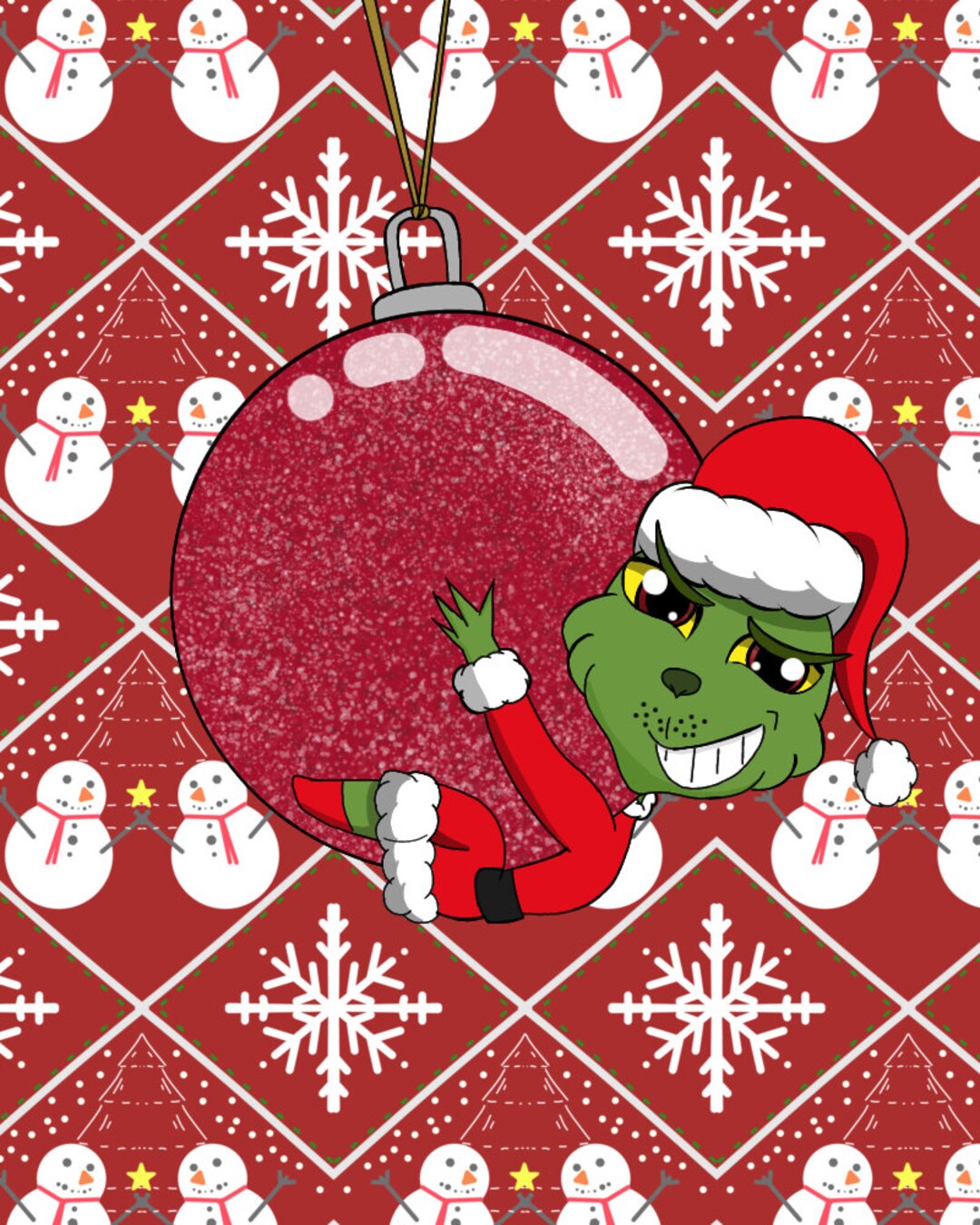 How the Grinch Stole Christmas Chibi Sticker - Etsy