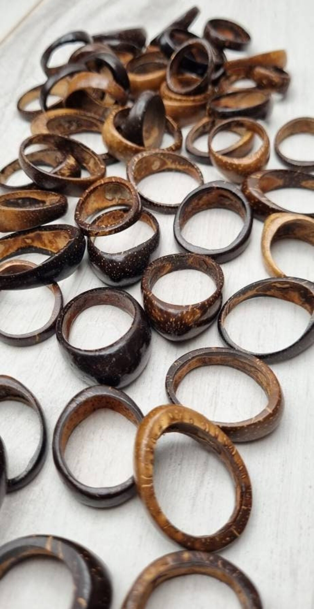 Coconut Rings,natural Licuri Seeds. Rings 5pcs for Art, Jewelry Making ...