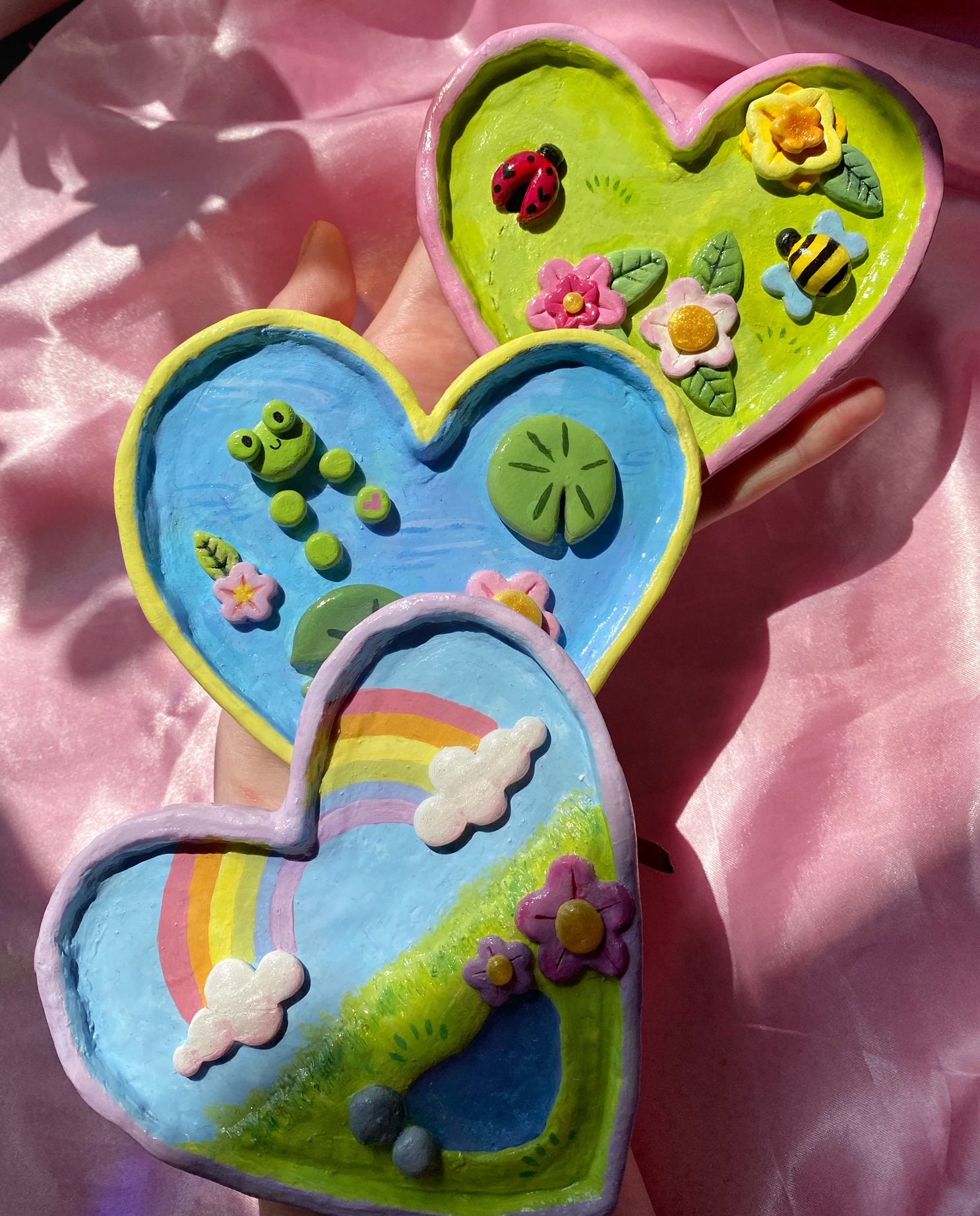 Nature Themed Air Dry Clay Trinket Tray, Handpainted Trinket Dish - Etsy