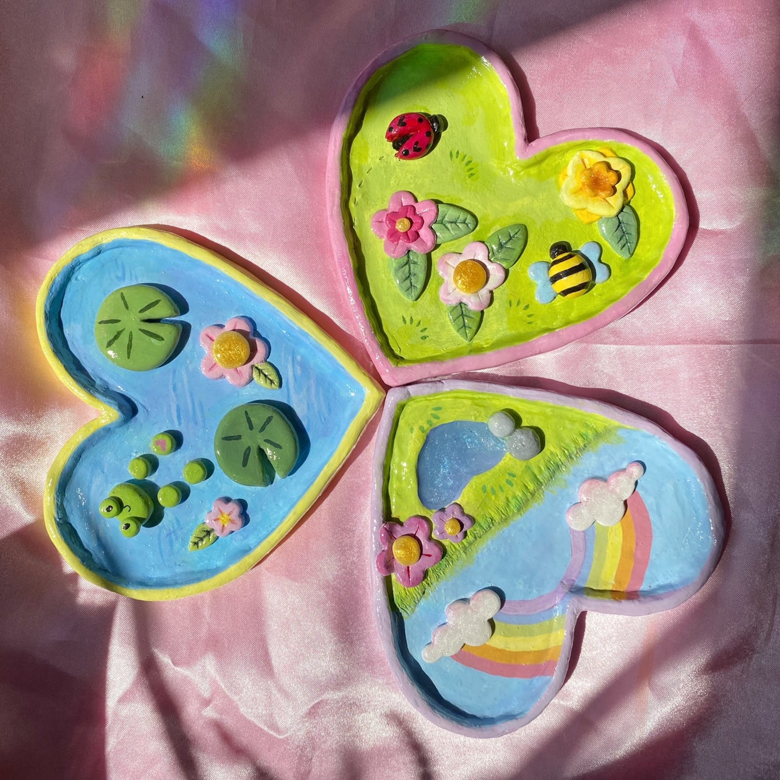 Nature Themed Air Dry Clay Trinket Tray, Handpainted Trinket Dish - Etsy