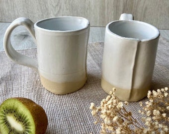 White Ceramic Mug Old Fashioned Coffee Tea Cup Big Handel - Etsy