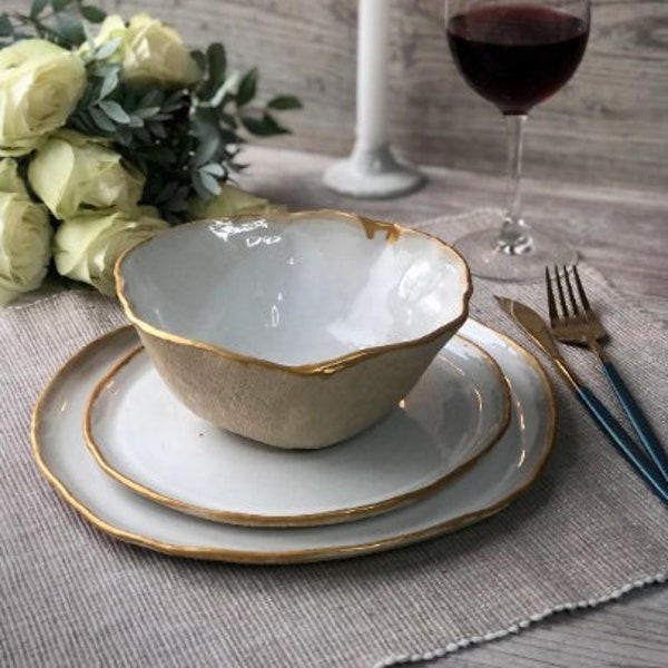 Gold Dinnerware Set - Etsy