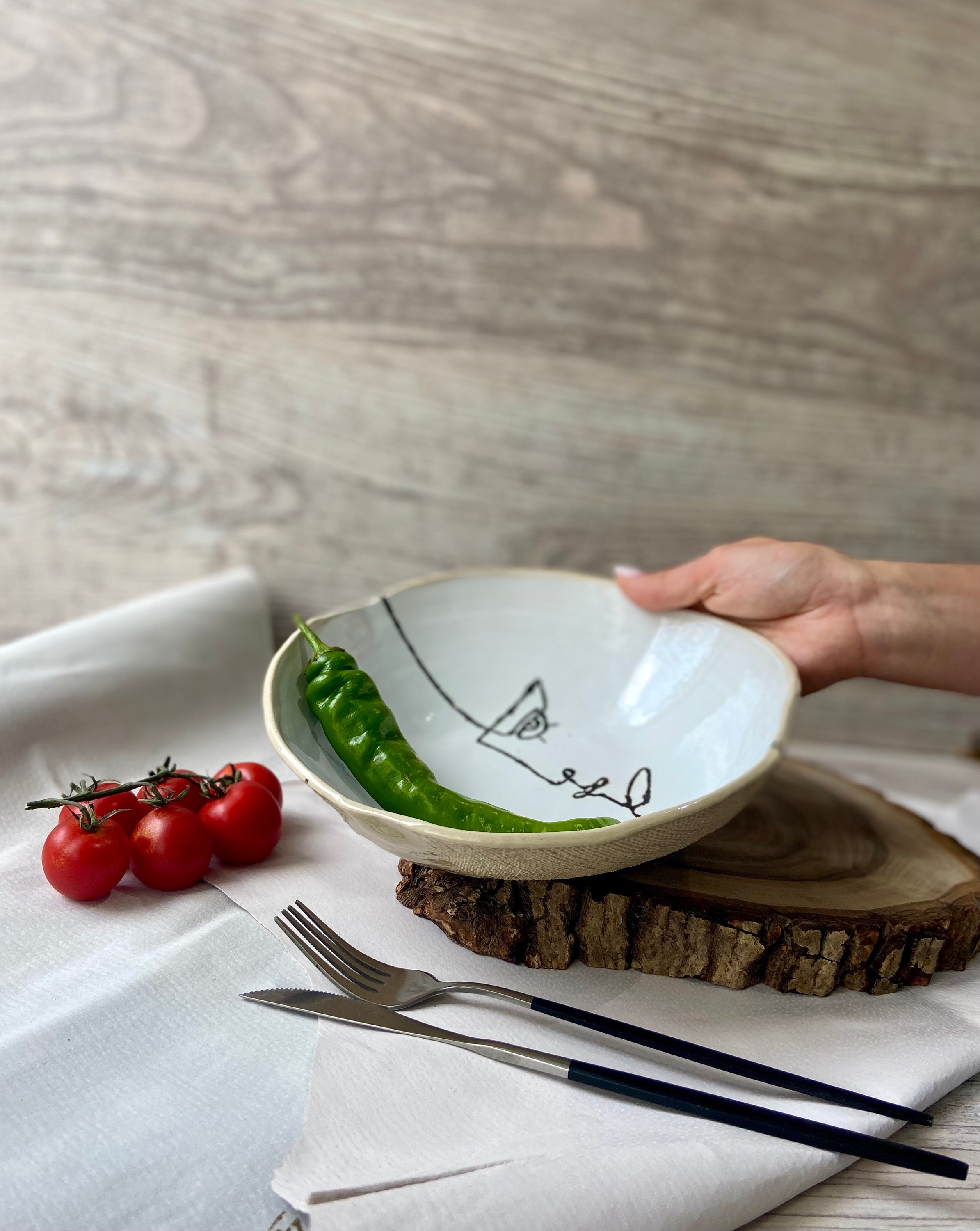 Modern Picasso Face Dinnerware Set, Stoneware Dinner Side Snack Plates ...