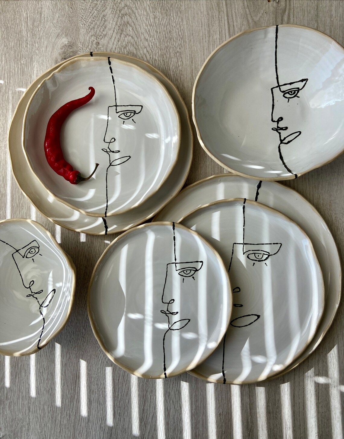 Modern Picasso Face Dinnerware Set, Stoneware Dinner Side Snack Plates ...