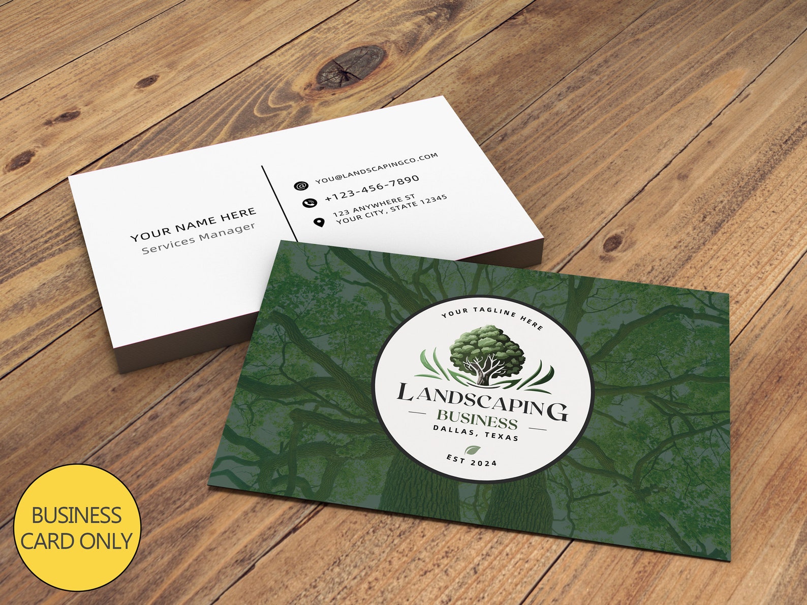 Customizable Landscaping Business Card Template, Tree Business Card ...