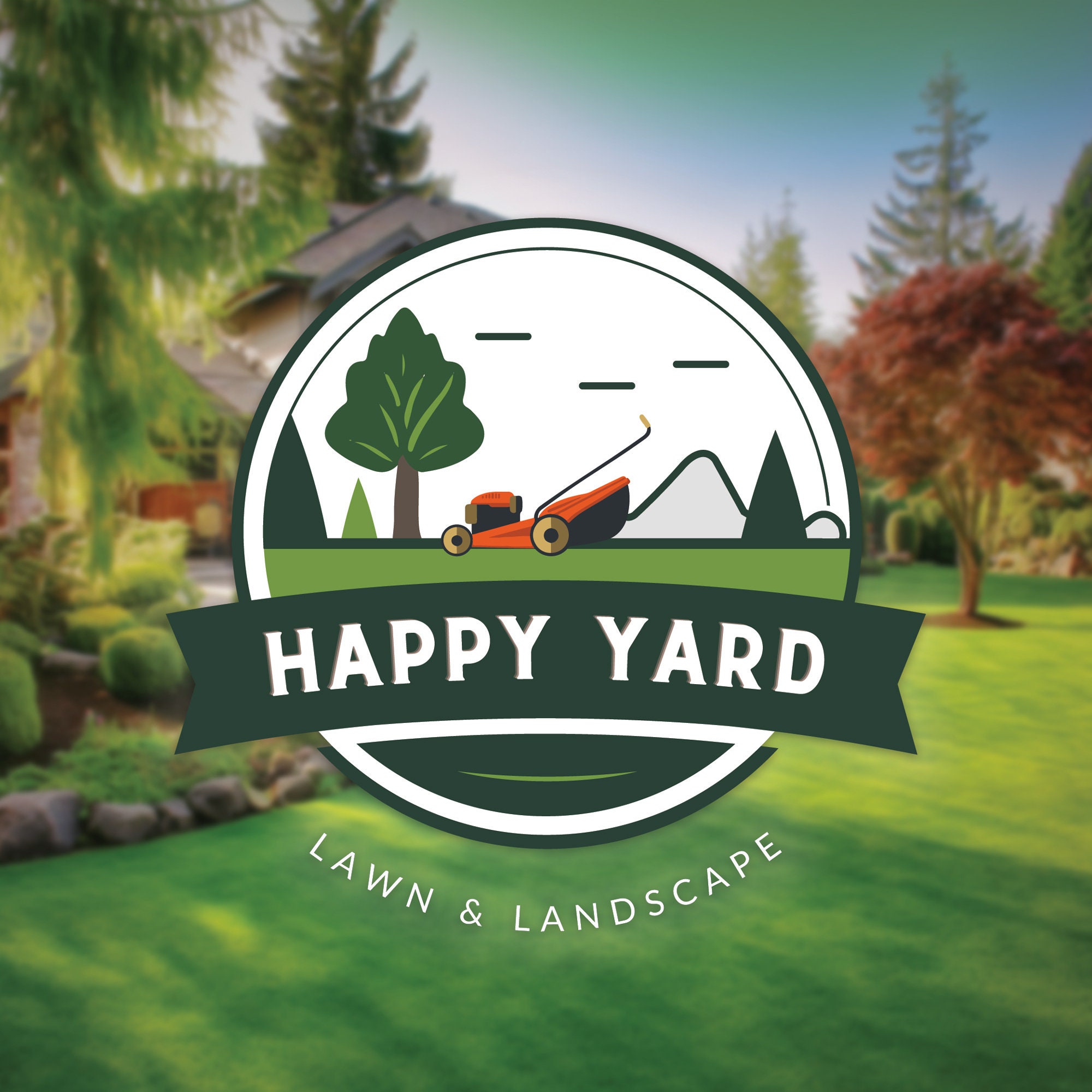 Customizable Happy Yard Lawn & Landscape Logo DIY - Etsy