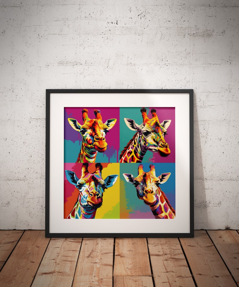 Giraffe Pop Art Digital Vector Painting, Wall Art, Instant Download - Etsy