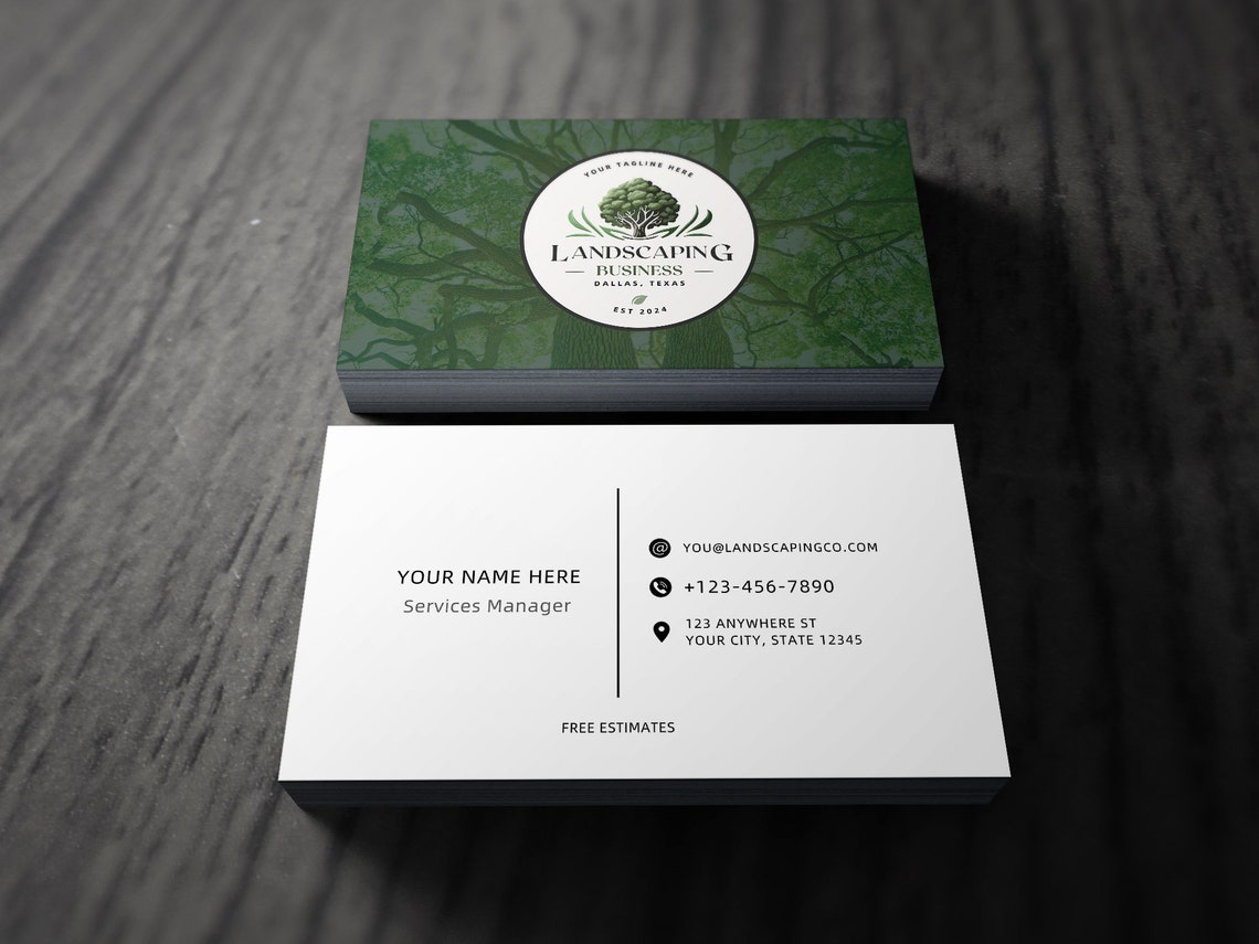 Customizable Landscaping Business Card Template, Tree Business Card ...