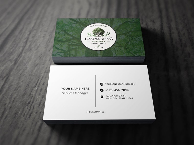 Customizable Landscaping Business Card Template, Tree Business Card ...