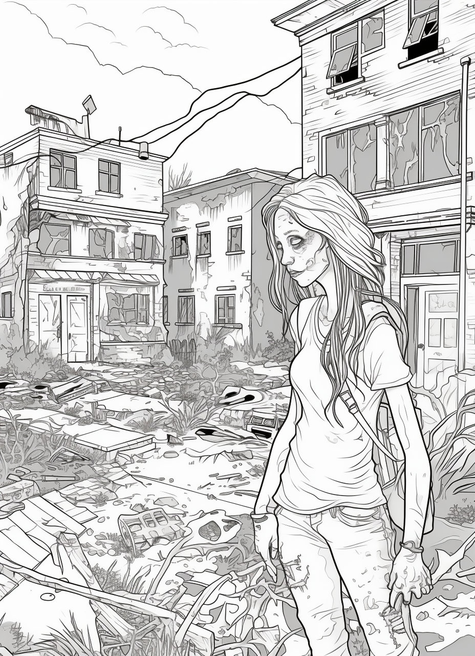 10 Zombie Apocalypse Adult Coloring Pages, Instant Download, PDF ...