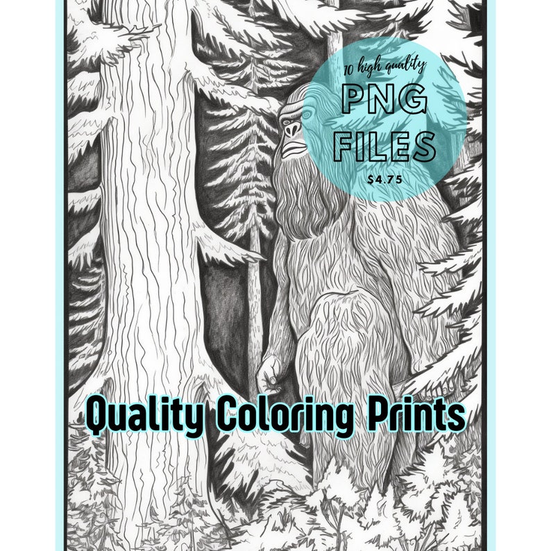 Bigfoot Sasquatch 10 Coloring Pages, Digital Download, Adult Coloring ...