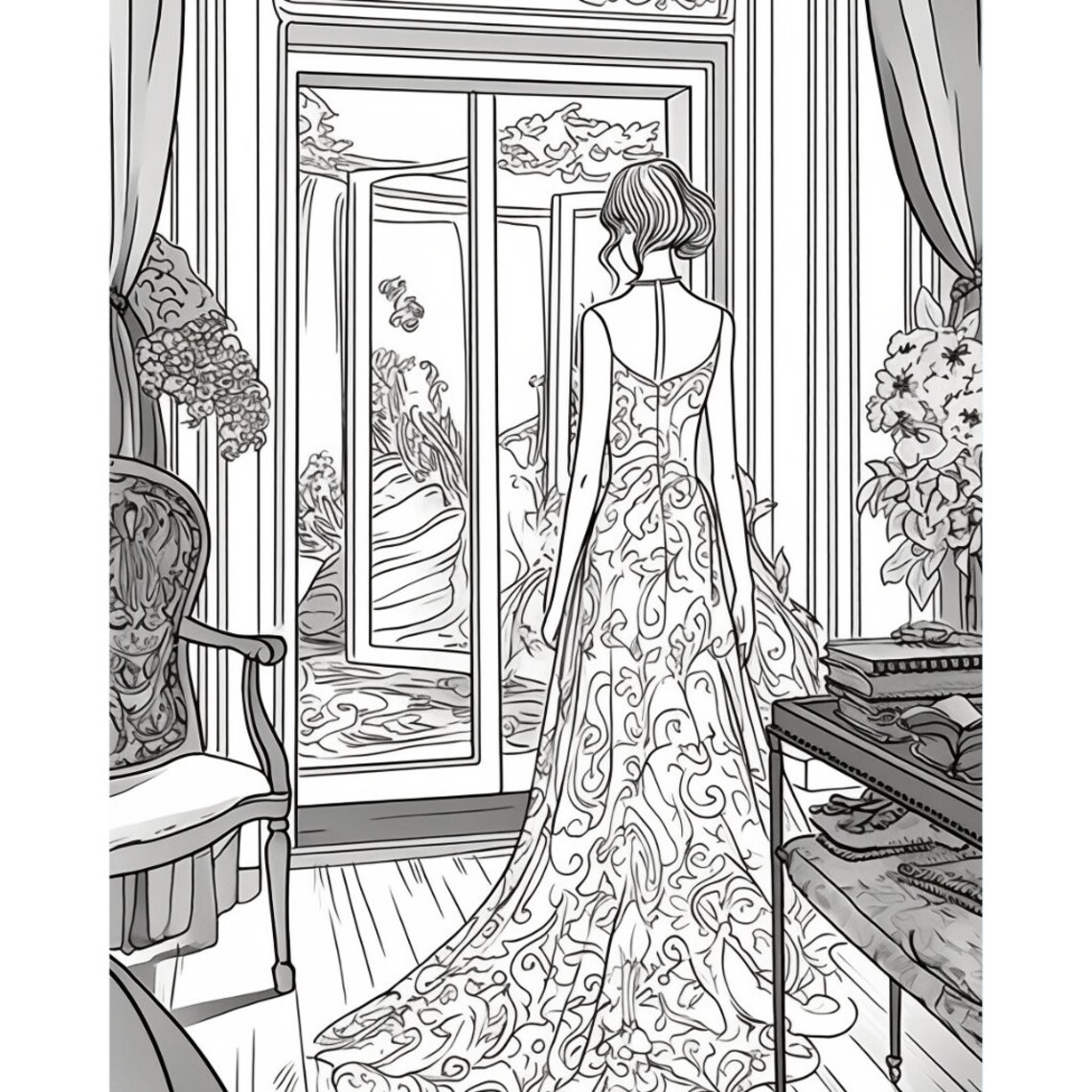 Fashion Dress Shopping Coloring Pages, 10 PDF Coloring Pages, Kids ...
