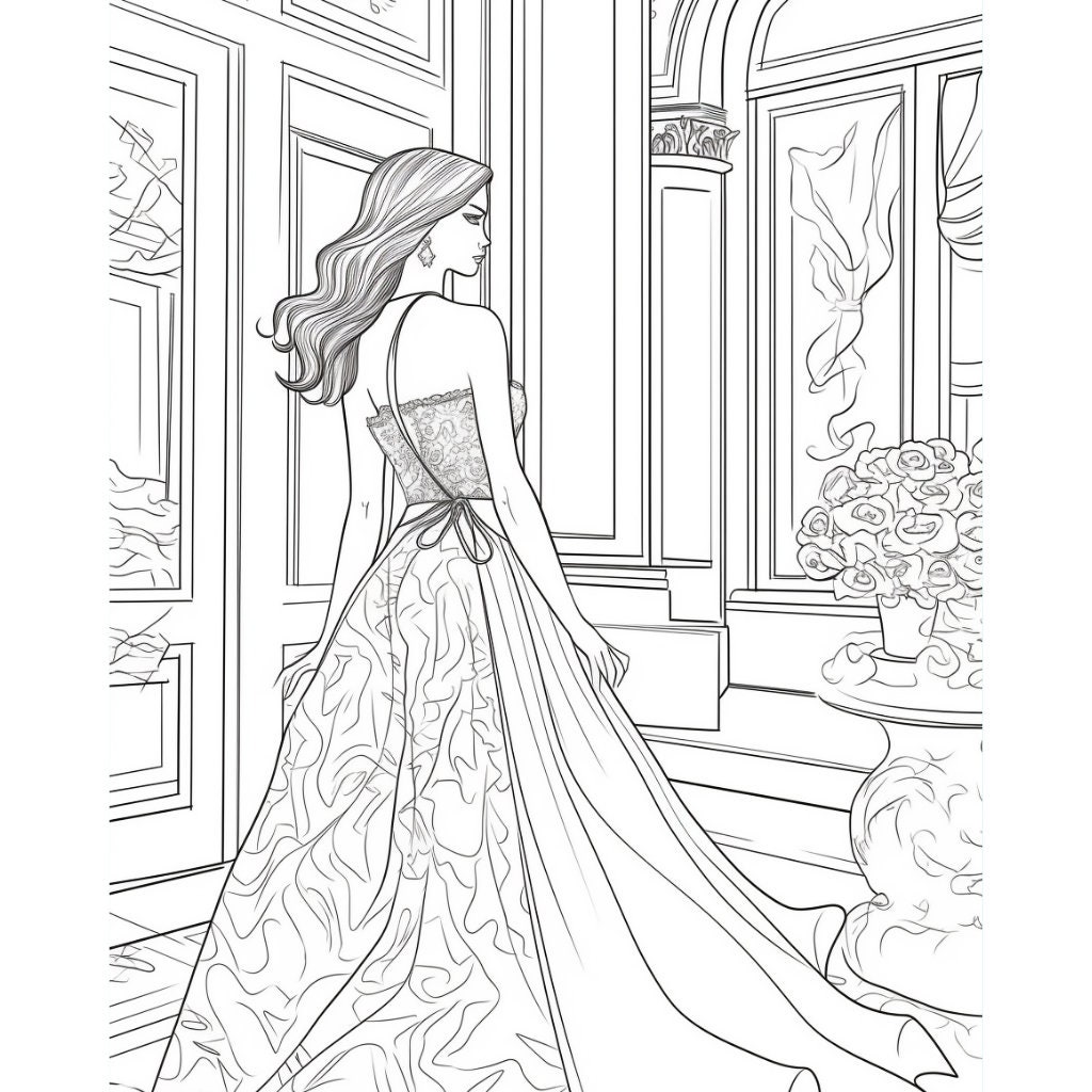 Fashion Dress Shopping Coloring Pages, 10 PDF Coloring Pages, Kids ...