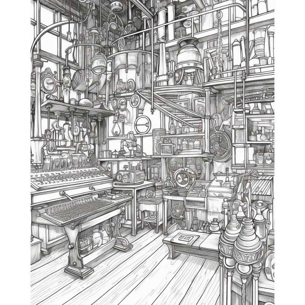 Adult Coloring Pages, 10 Steampunk General Store Coloring Pages ...