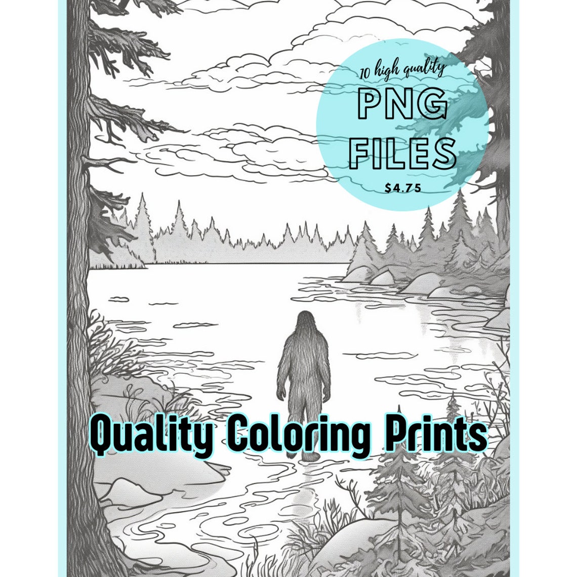 Bigfoot Sasquatch 10 Coloring Pages, Digital Download, Adult Coloring ...