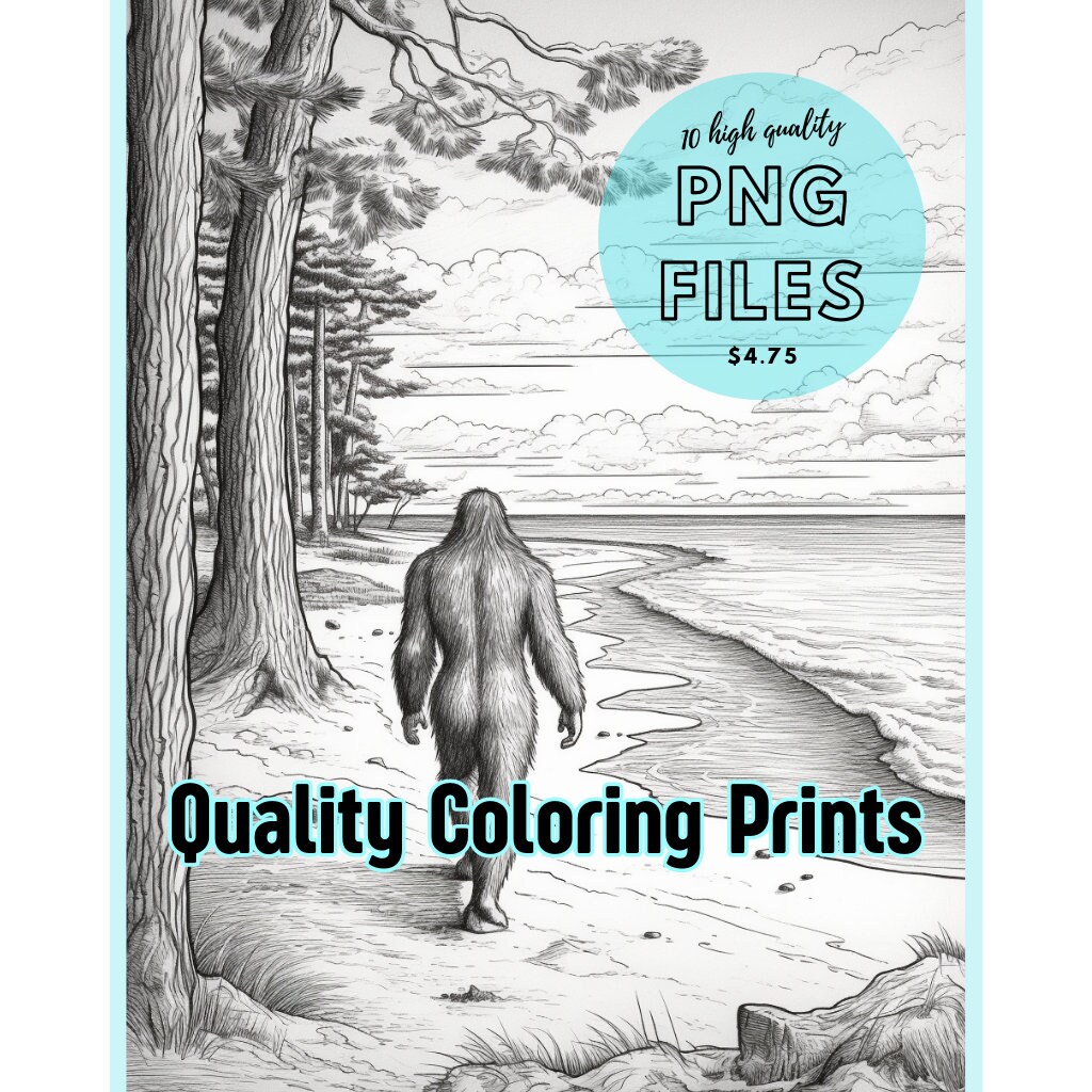 Bigfoot Sasquatch 10 Coloring Pages, Digital Download, Adult Coloring ...
