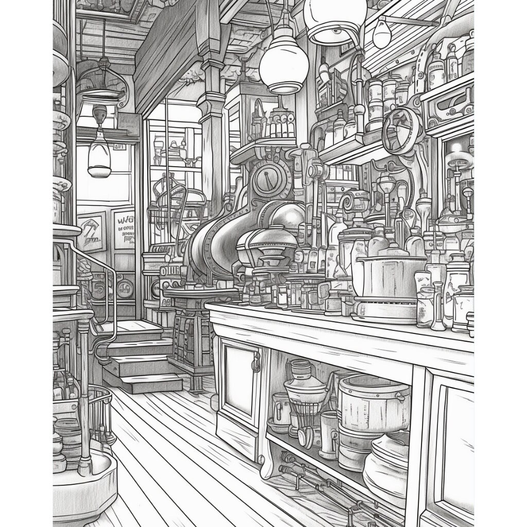 Adult Coloring Pages, 10 Steampunk General Store Coloring Pages ...
