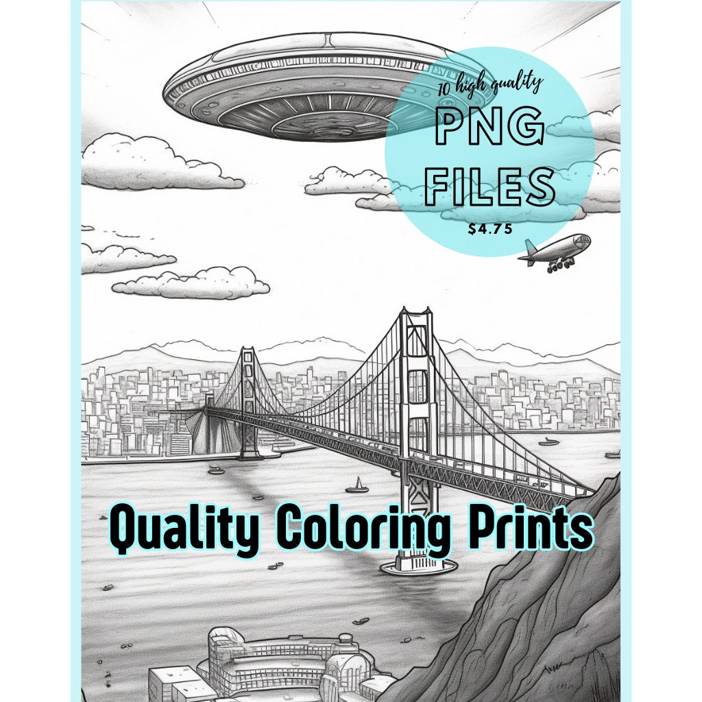 Ufos Coloring Pages, Adult Coloring Book, Adult Coloring Pages, Digital ...
