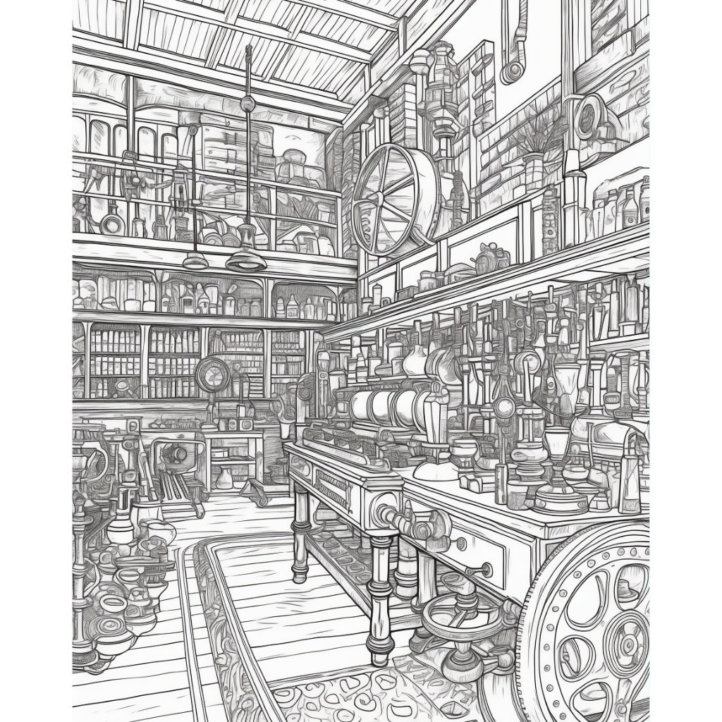 Adult Coloring Pages, 10 Steampunk General Store Coloring Pages ...