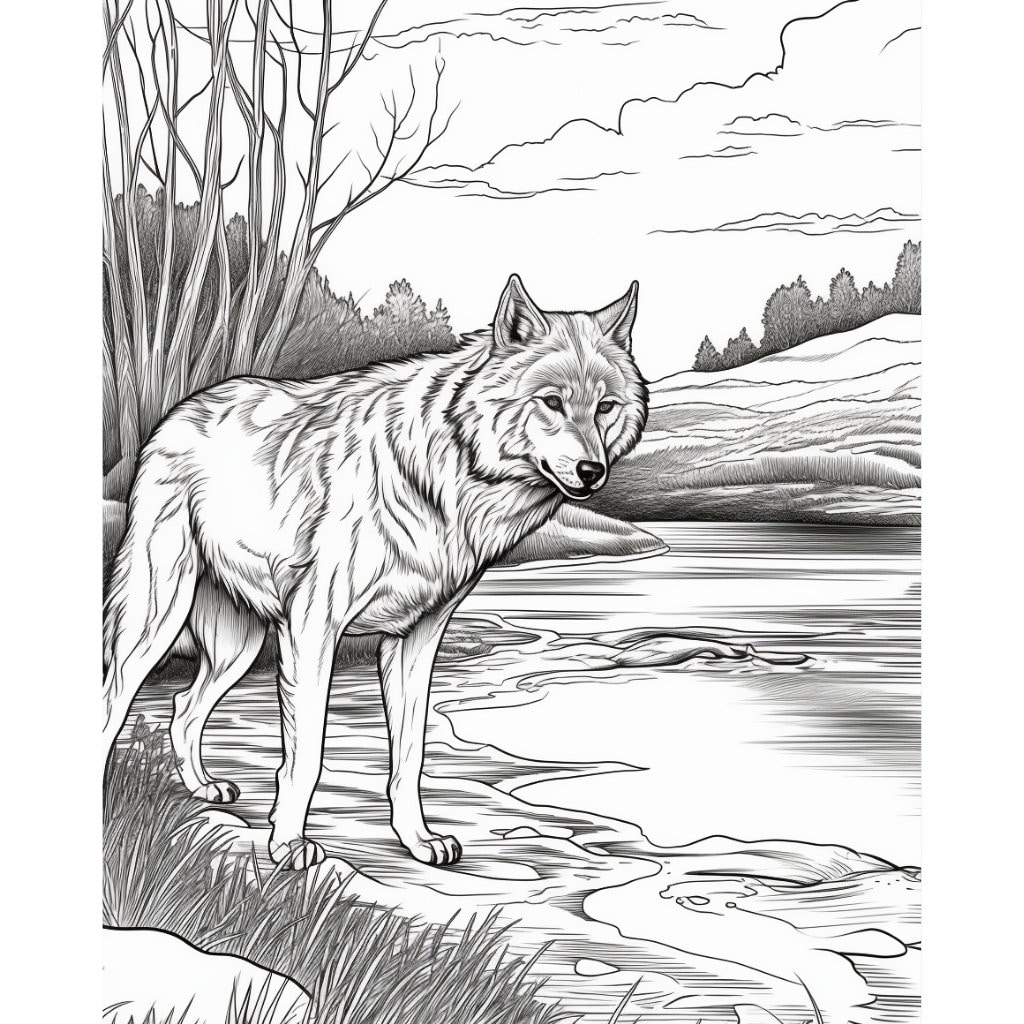 10 Wolves Coloring Pages, Digital Download, Adult Coloring Pages, Kids ...