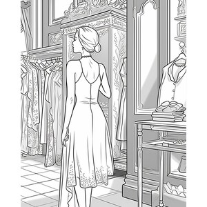 Fashion Dress Shopping Coloring Pages, 10 PDF Coloring Pages, Kids ...
