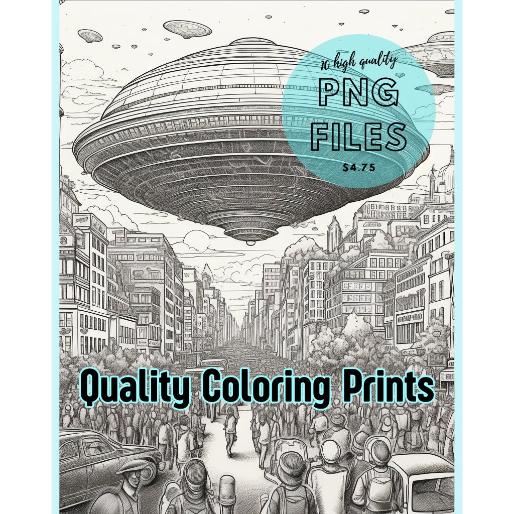 Ufos Coloring Pages, Adult Coloring Book, Adult Coloring Pages, Digital ...