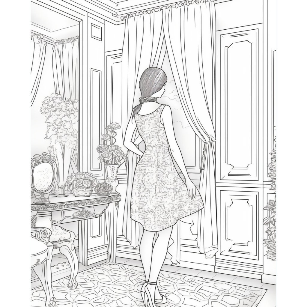 Fashion Dress Shopping Coloring Pages, 10 PDF Coloring Pages, Kids ...