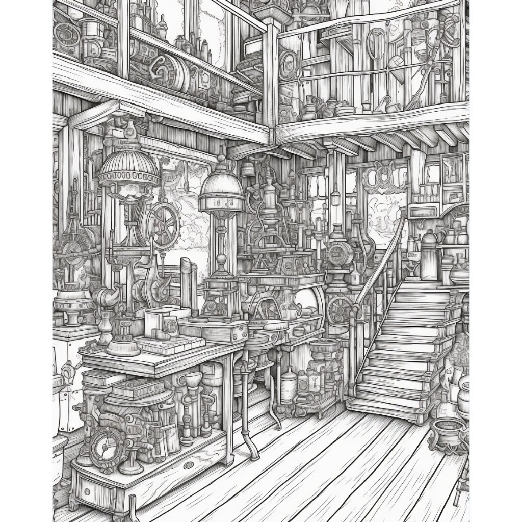 Adult Coloring Pages, 10 Steampunk General Store Coloring Pages ...